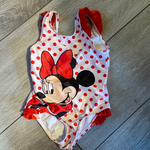 Disney | Swim | Girls 3t Red White Polka Dot Minniemouse Bathing Suit ...